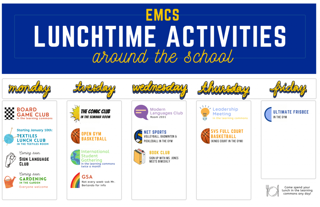 EMCS Lunchtime Activities Poster Dec 10 Version | Edward Milne